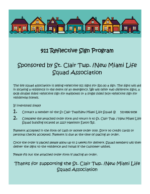 Fillable Online 911 Reflective Sign Program Fax Email Print - pdfFiller
