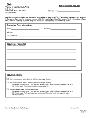Fillable Online Village of Commercial Point Public Records Request Fax ...