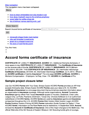 Fillable Online Accord forms certificate of insurance Fax Email Print ...