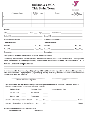 Fillable Online Indianola YMCA Tide Swim Team - YMCA of Greater Des ...