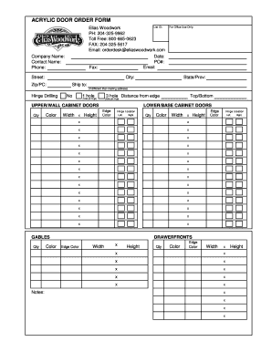 Fillable Online ACRYLIC DOOR ORDER FORM - Elias Woodwork Fax Email ...