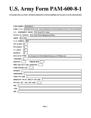 Fillable Online US Army Form PAM-600-8-1 - usa-federal-formscom Fax ...