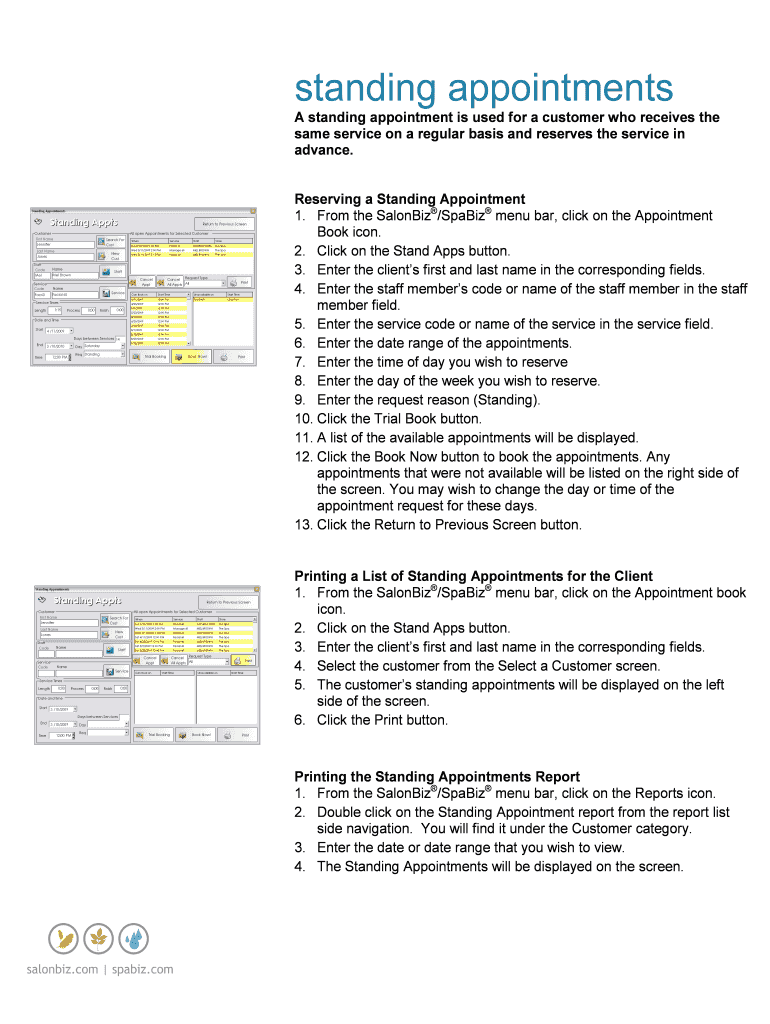 Fillable Online standing appointments Fax Email Print - pdfFiller