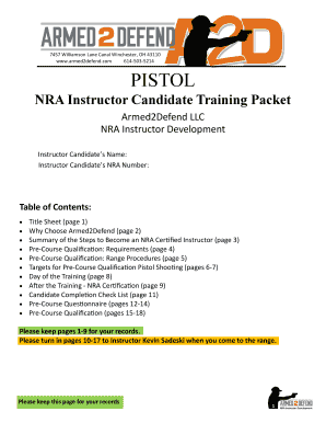 Fillable Online NRA Pistol Instructor Candidate Packet Armed2Defends ...