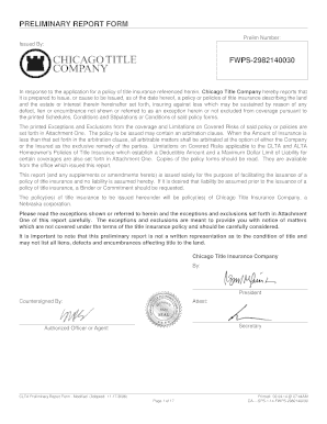 Fillable Online PRELIMINARY REPORT FORM - RealNex Fax Email Print ...