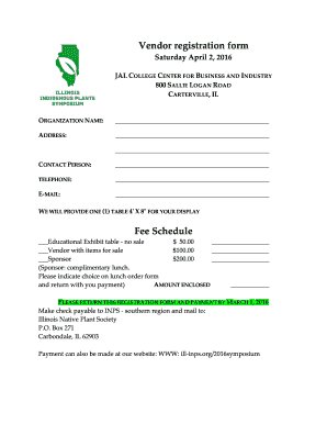 Fillable Online ill-inps Vendor registration form - INPS - ill-inps Fax ...