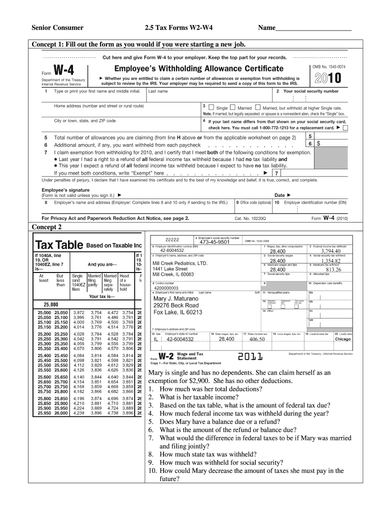 Fillable Online staff rsdmo Senior Consumer 25 bTaxb Forms bW2b-W4 bb ...