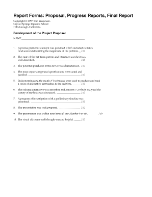 Fillable Online Report Forms Proposal Progress Reports Final Report Fax ...