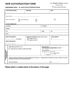 Fillable Online stjohnsmerrick NEW AUTHORIZATION FORM Fax Email Print ...