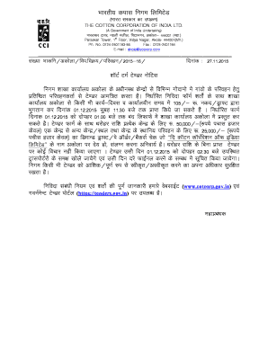 Fillable Online cotcorp gov SHORT TENDER KR.doc - cotcorp gov Fax Email ...