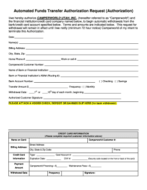 Fillable Online Automated Funds Transfer Authorization Request ...