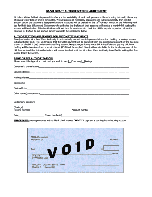Fillable Online Bank Draft AUTHORIZATION AGREEMENT Fax Email Print ...