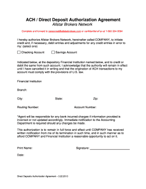 Fillable Online Direct Deposits Authorization Agreement.docx Fax Email ...