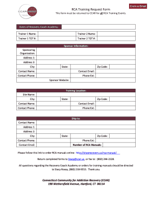 Fillable Online ccar RCA Training Request Form - CCAR Fax Email Print ...