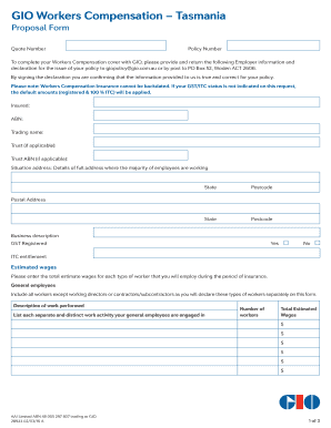Fillable Online GIO Workers Compensation Tasmania Fax Email Print ...