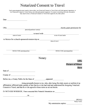 Fillable Online Notarized Consent to Travel - Missions to Latin America ...