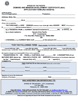Fillable Online synodpacific DEMAND AND MISSION DEVELOPMENT CERTIFICATE ...