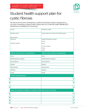 Fillable Online PHOTOCOPY Student health support plan for cystic brosis ...