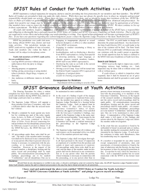 Fillable Online spjst SPJST Rules of Conduct for Youth Activities ...