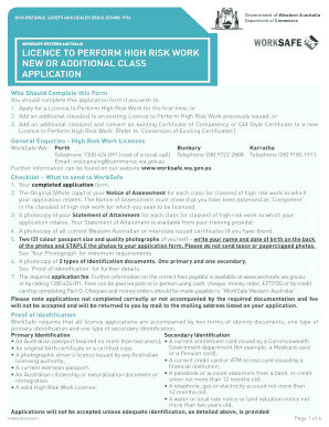 Fillable Online WORKSAFE WESTERN AUSTRALIA LICENCE TO PERFORM HIGH Fax ...