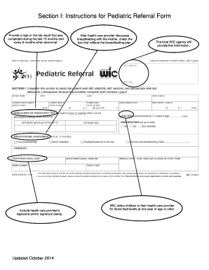 Fillable Online cdph ca Section I Instructions for Pediatric Referral ...