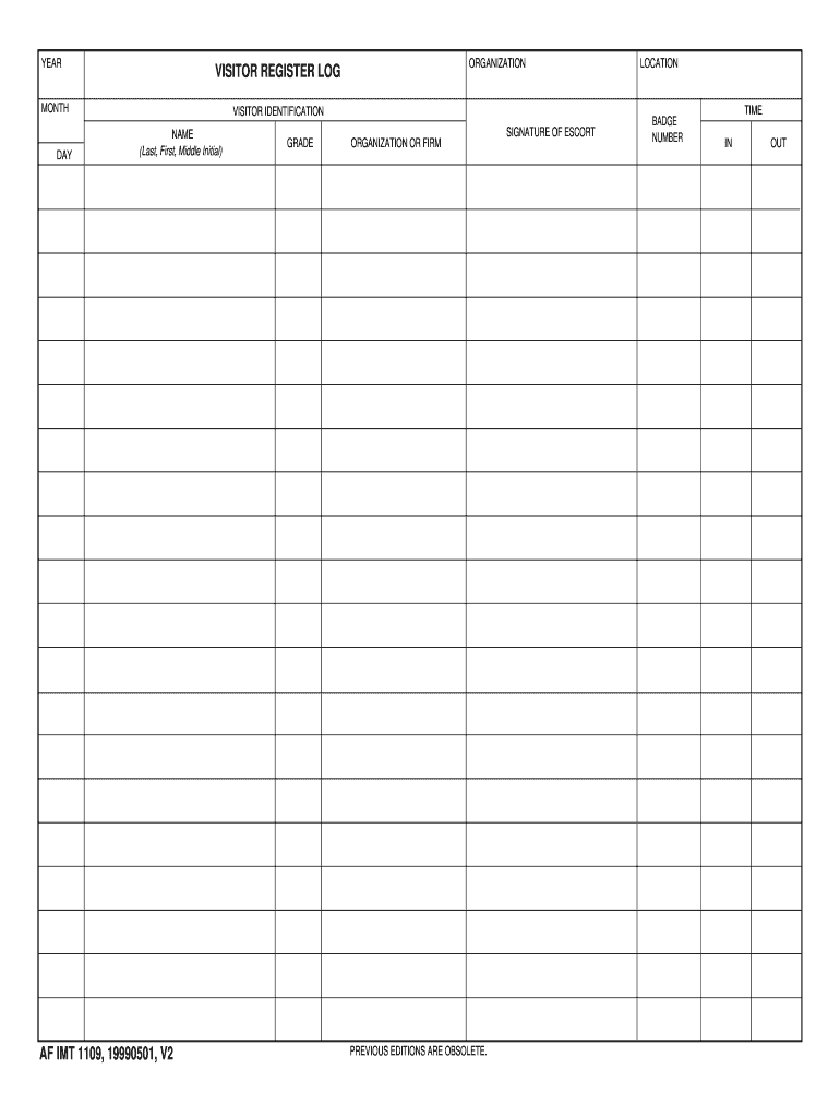 Fillable Online VISITOR REGISTER LOG Fax Email Print - pdfFiller