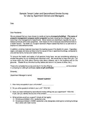 Fillable Online tobaccofreeutah Sample Tenant bLetterb and Secondhand ...