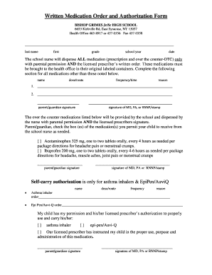 Fillable Online Written Medication Order and Authorization Form Fax ...