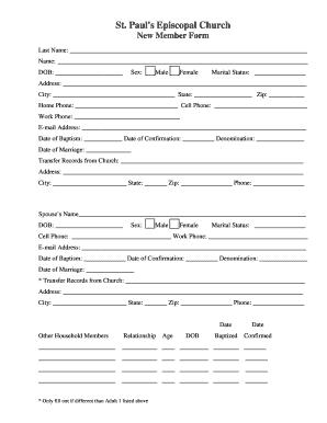Fillable Online stpaulskaty New Member Data Sheet Fax Email Print ...