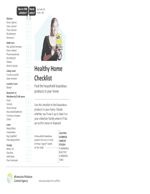 Fillable Online cooncreekwd Healthy home checklist A checklist to help ...