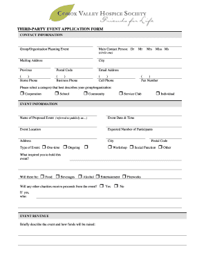 Fillable Online THIRD-PARTY Event Application FORM Fax Email Print ...