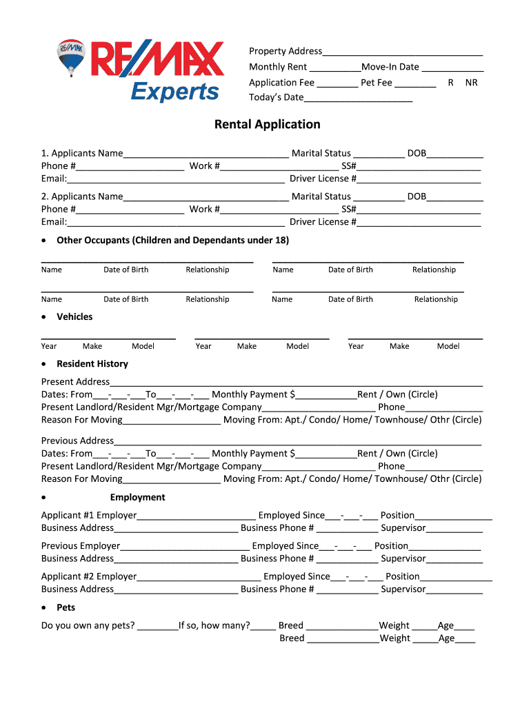 Fillable Online Resident Application Resident Application Fax Email ...
