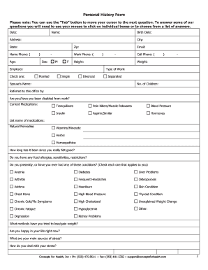 Fillable Online How to fill out the Personal History Form Fax Email ...