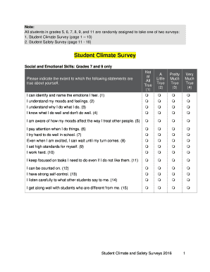 Fillable Online B2016b Student Climate Survey Questions Fax Email Print ...