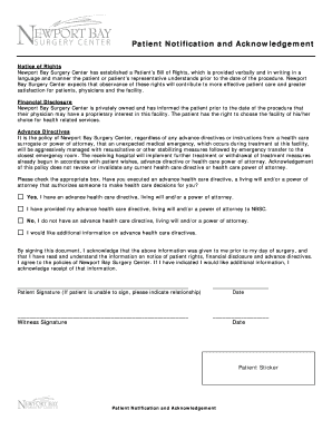 Fillable Online Patient Notification and Acknowledgement Fax Email ...