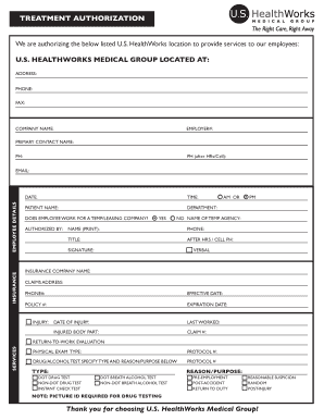 Fillable Online US HEALTHWORKS MEDICAL GROUP LOCATED AT Fax Email Print ...