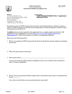 Fillable Online fws Retrospective Document Supplemental Form CITES Fax ...