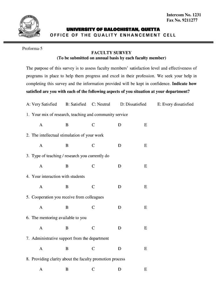 Fillable Online PROFORMA-5 FACULTY SURVEYdoc Fax Email Print - pdfFiller