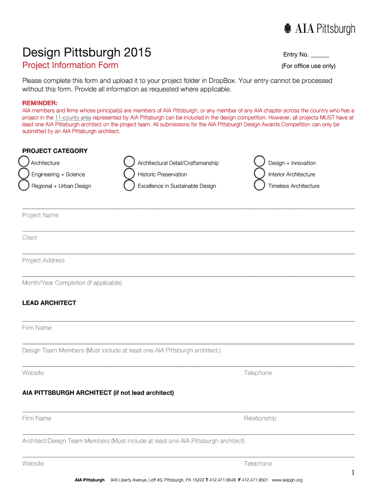 Fillable Online aiapgh Project Information Form DP 15doc Fax Email Print - pdfFiller