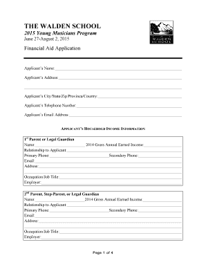 Fillable Online Financial Aid Application - The Walden School Fax Email ...