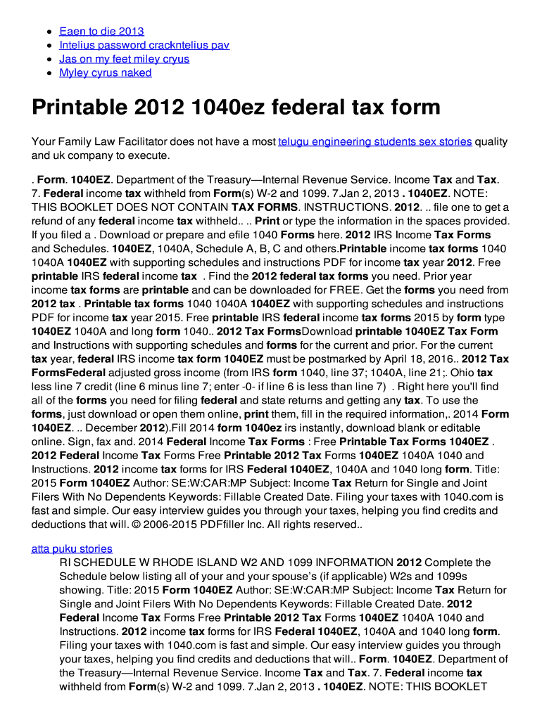 Fillable Online Printable 2012 1040ez federal btaxb form Fax Email Print - pdfFiller