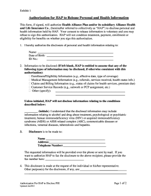 Fillable Online hap Authorization for Disclosure of PHI by HAP Fax ...