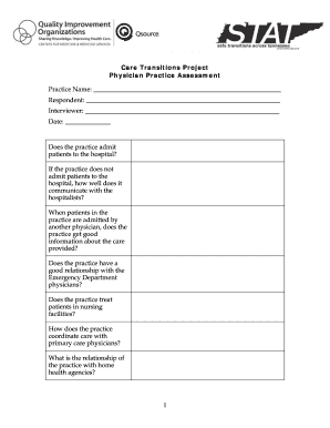 Fillable Online Care Transitions Project Physician Practice Assessment ...