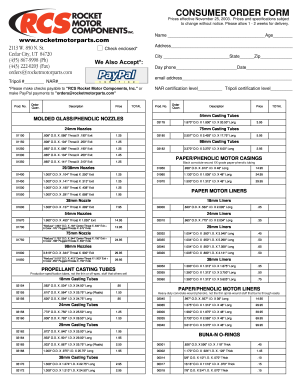 Fillable Online Rcs Parts Order Form 41598 Fax Email Print - pdfFiller