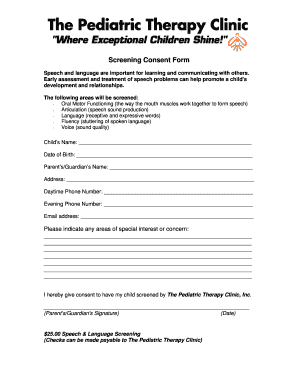 Fillable Online Speech and language are important for learning and ...