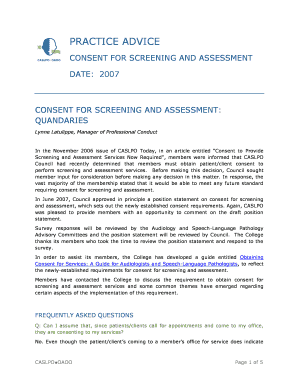 Fillable Online CONSENT FOR SCREENING AND ASSESSMENT Fax Email Print ...