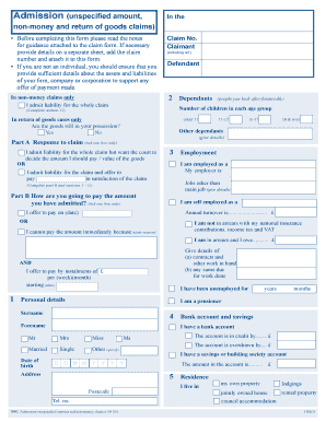 Fillable Online N9c - Admission unspecified amount non-money and return of goods claims Fax ...