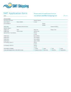 Fillable Online SMT Application form Please send this application Fax ...
