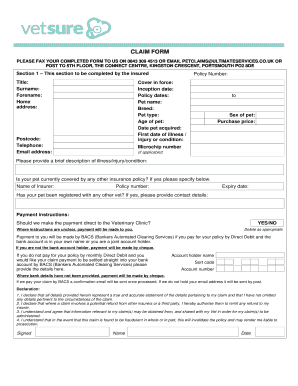 Fillable Online Claim form 360 - Best Pet Insurance Quote for Dogs Cats ...