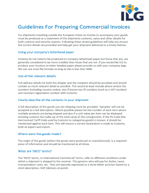 Fillable Online Guidelines For Preparing Commercial Invoices For ...